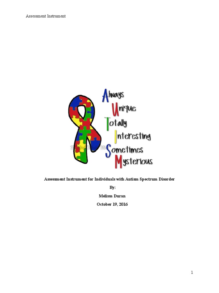 Assessment Tool | PDF | Autism Spectrum | Autism
