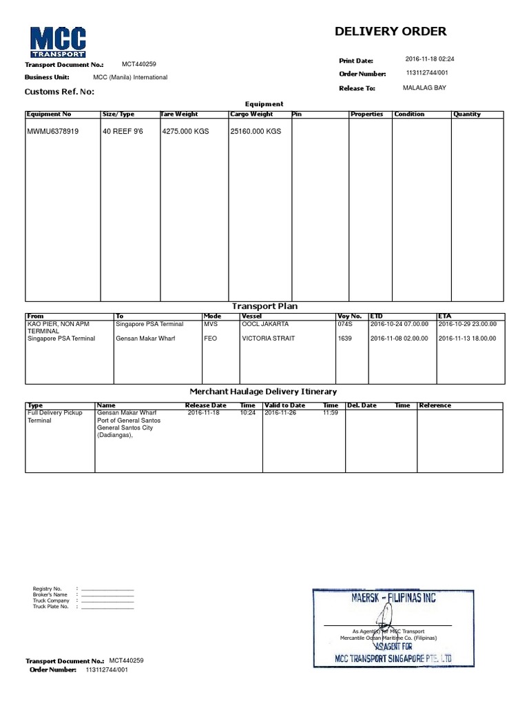 Shipping Logistics Summary | PDF
