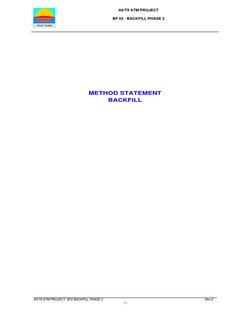 Method Statement - Backfill | PDF | Specification (Technical Standard) | Excavation (Archaeology)