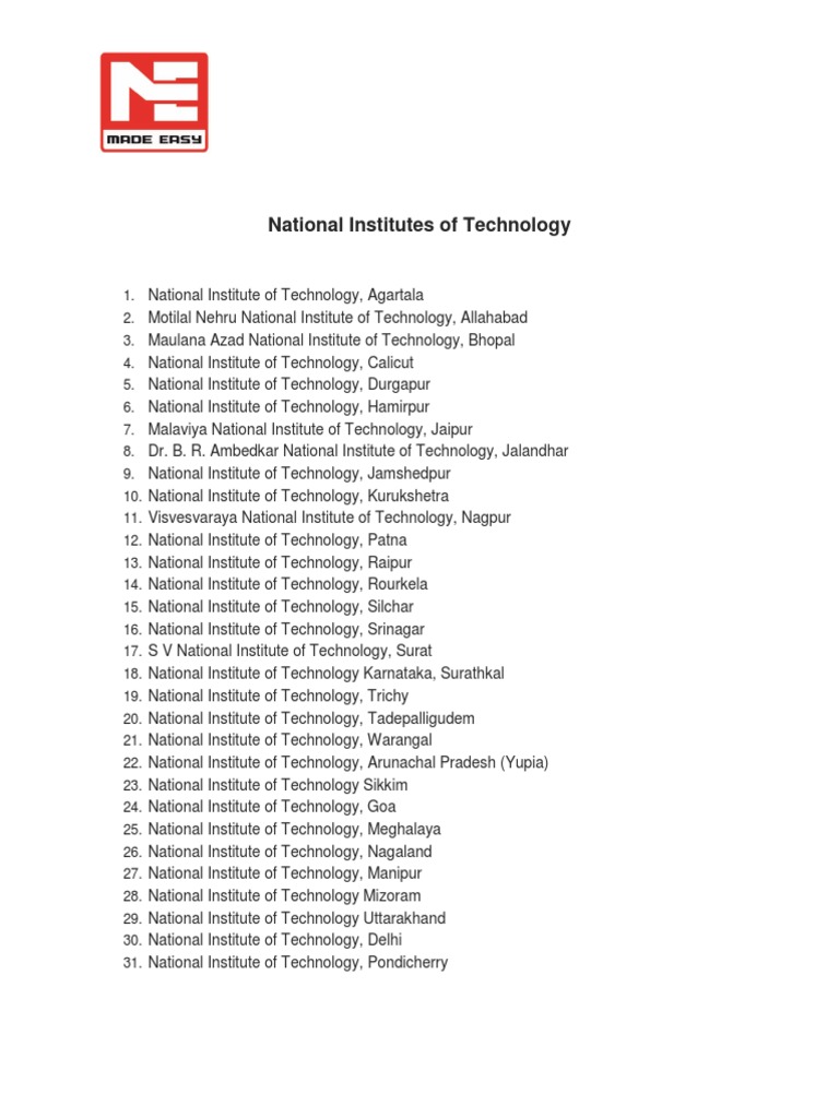 National Institutes of Technology | PDF
