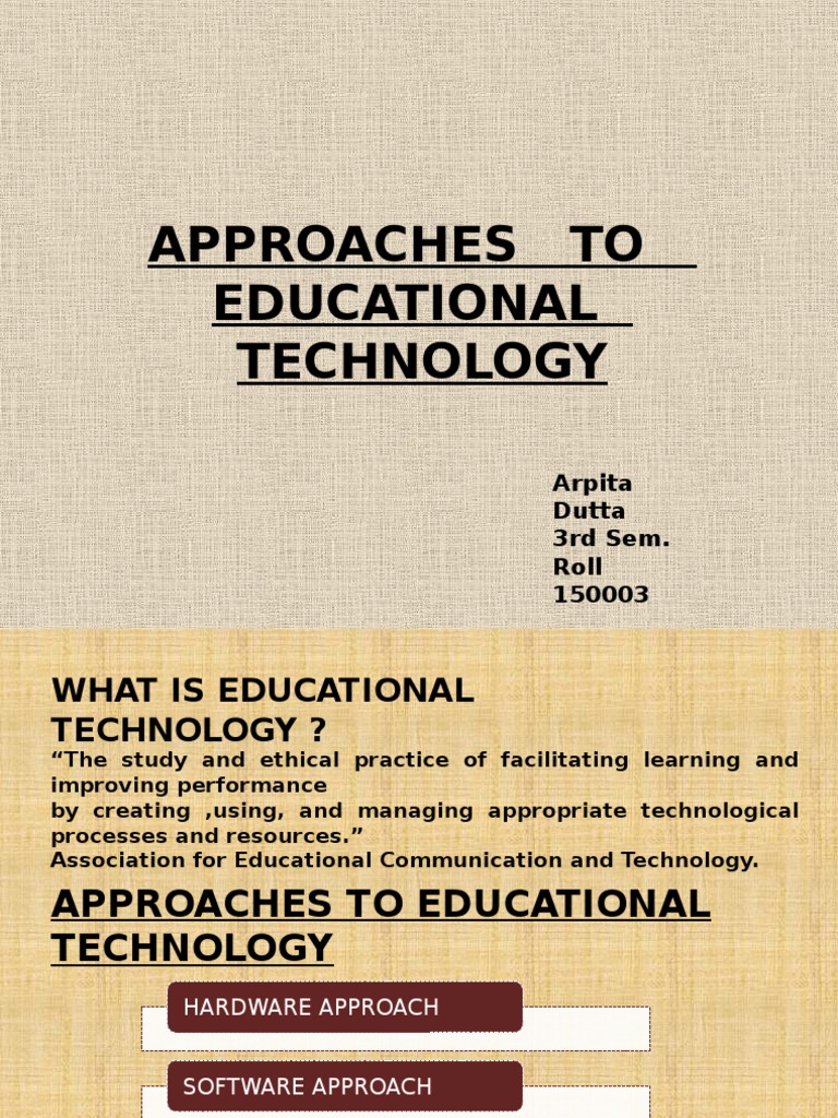 Approaches To Educational Technology | PDF | Educational Technology ...