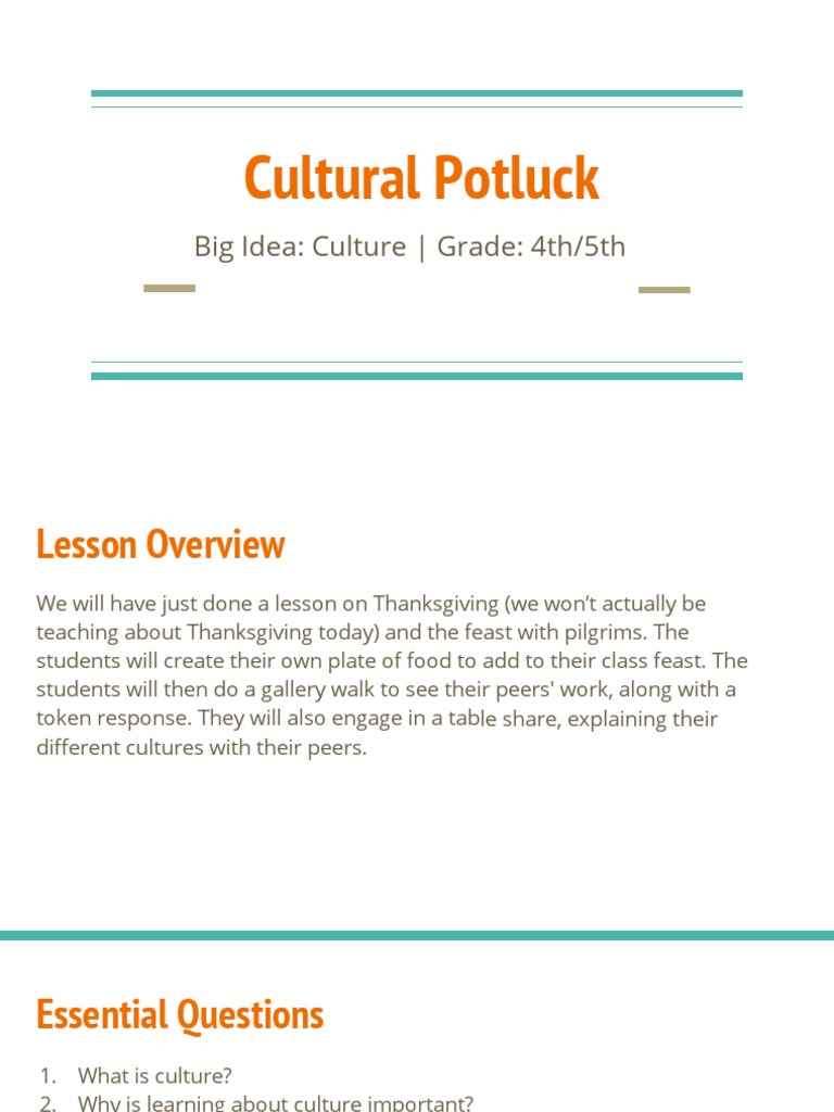 Cultural Potluck | PDF