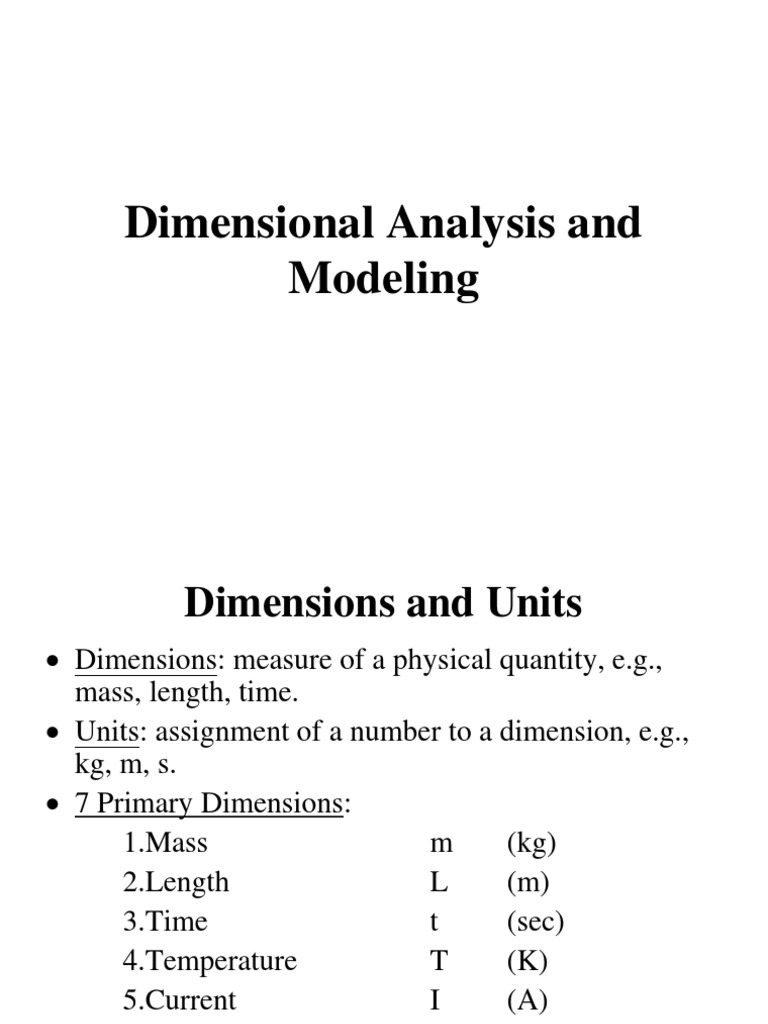 Dimensional Analysis PDF | PDF | Experiment | Force