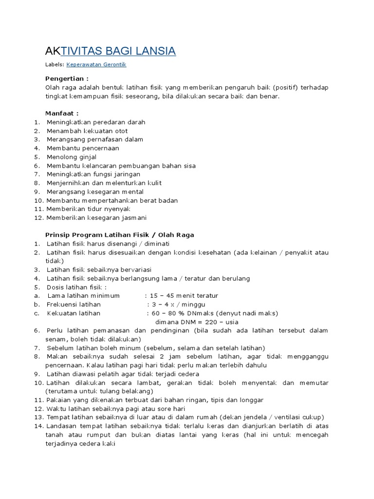 Prinsip Program Latihan Fisik | PDF