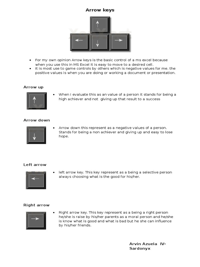 Arrow Keys: Symbolism and Usage in Excel | PDF