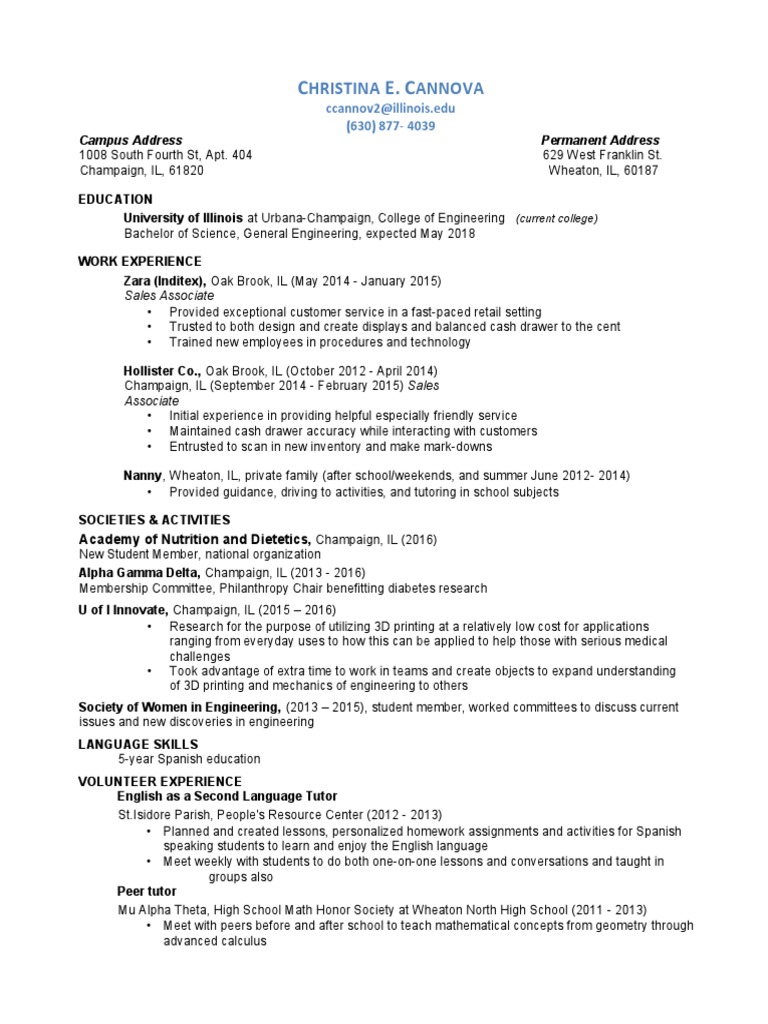 Christina Cannova Resume fshn150 | PDF