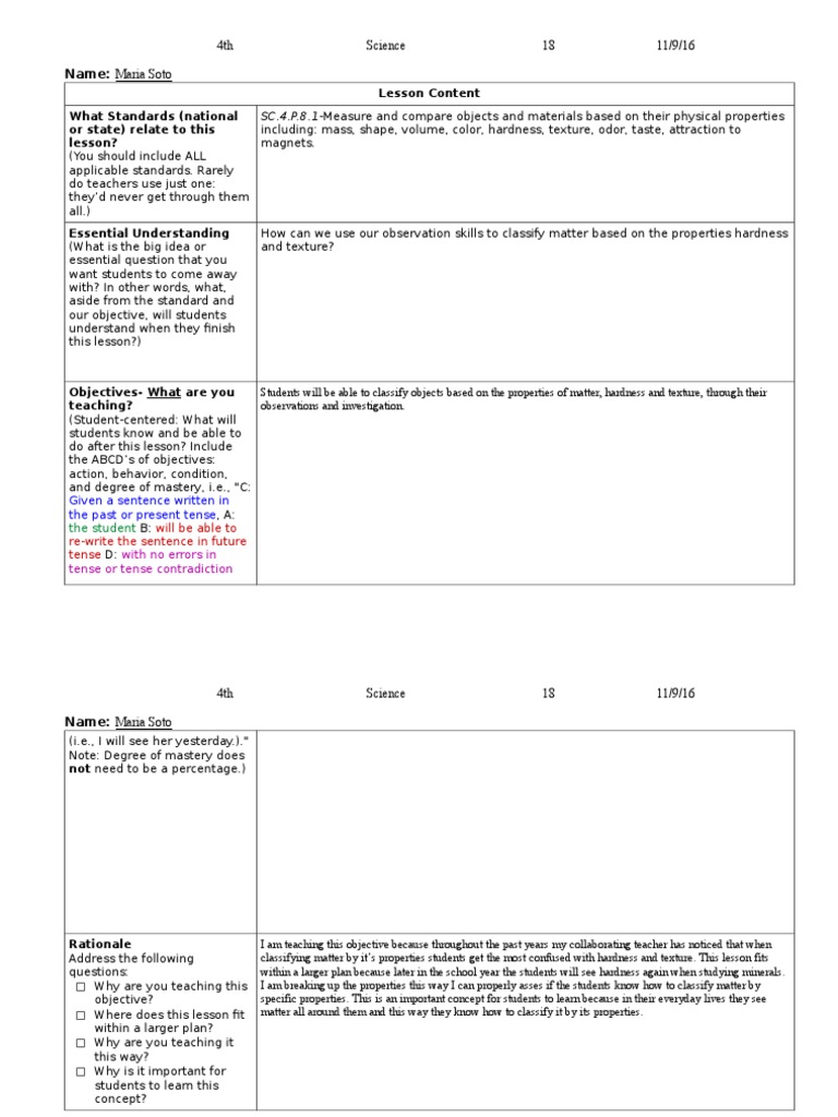 4th Grade Science: Classifying Matter | PDF | Teaching Method | Quality ...
