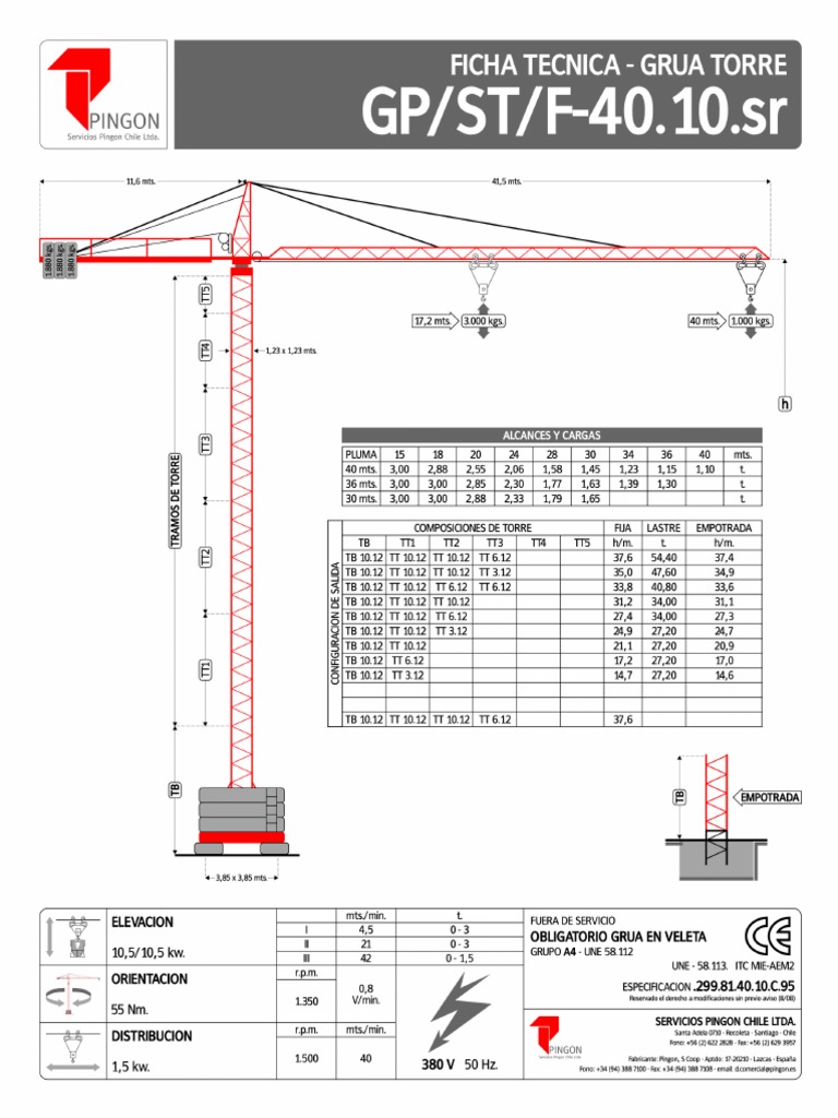 Grua-Torre-GP-ST-F-40-10-sr (1).pdf | Torre | Grúa (máquina)