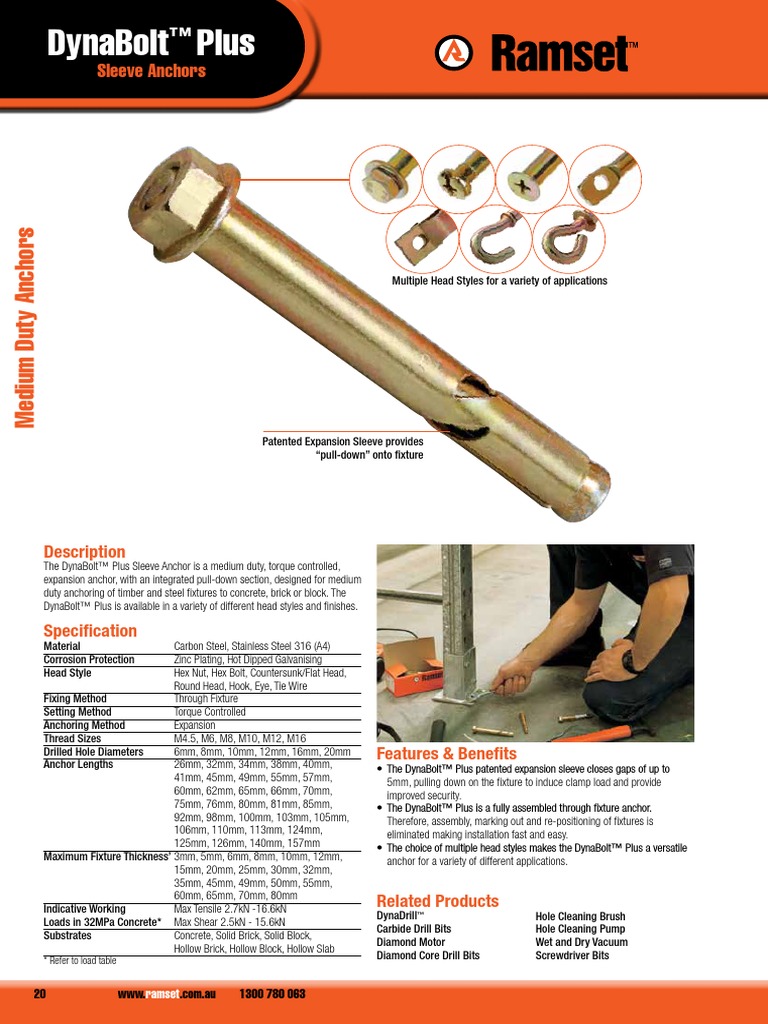Mechanical - Anchoring - DynaBolt Plus PDF | PDF | Screw | Drill