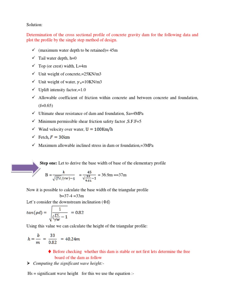 By Single Step Design Method | PDF | Dam | Friction