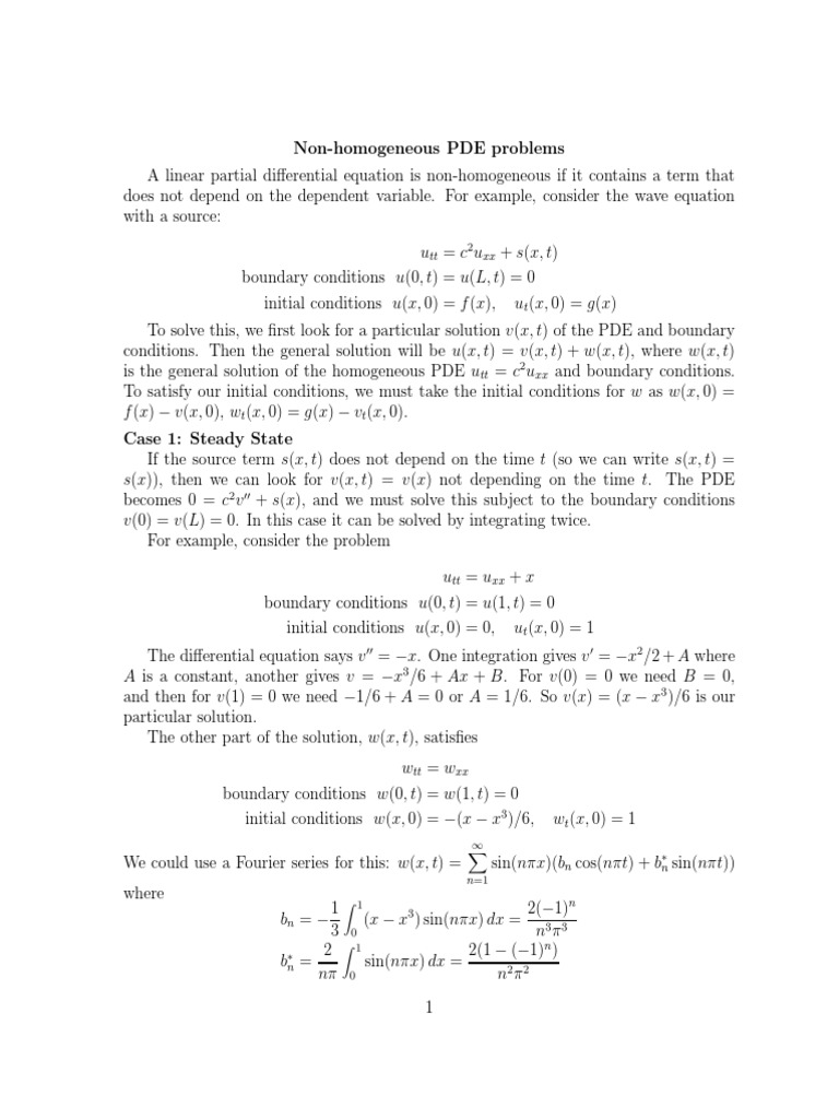 Non Homogeneous PDE | PDF | Partial Differential Equation | Sine