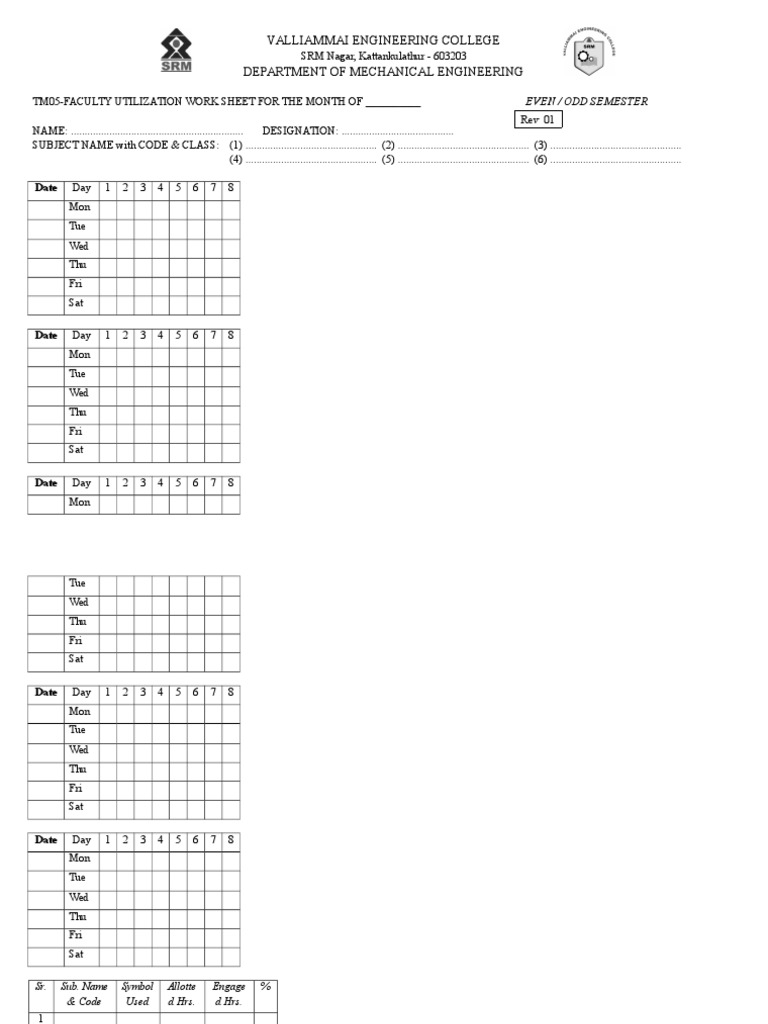 Faculty Utilization Work Sheet | PDF | Art | Computers