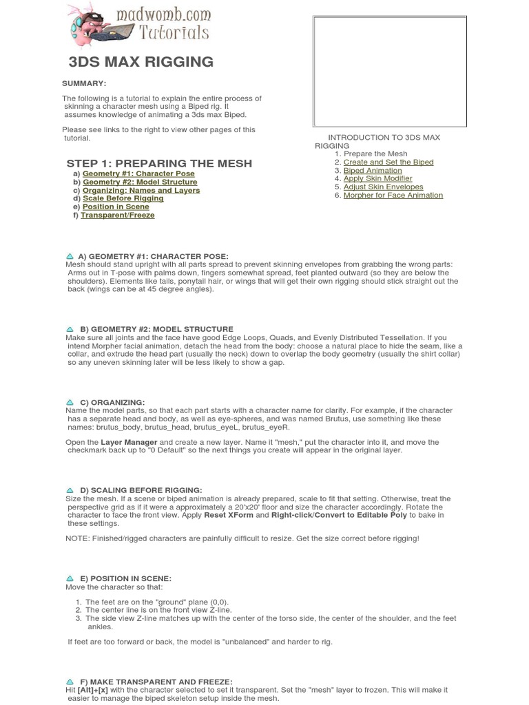 Introduction To 3ds Max Rigging And Skinning With Biped Pdf Foot