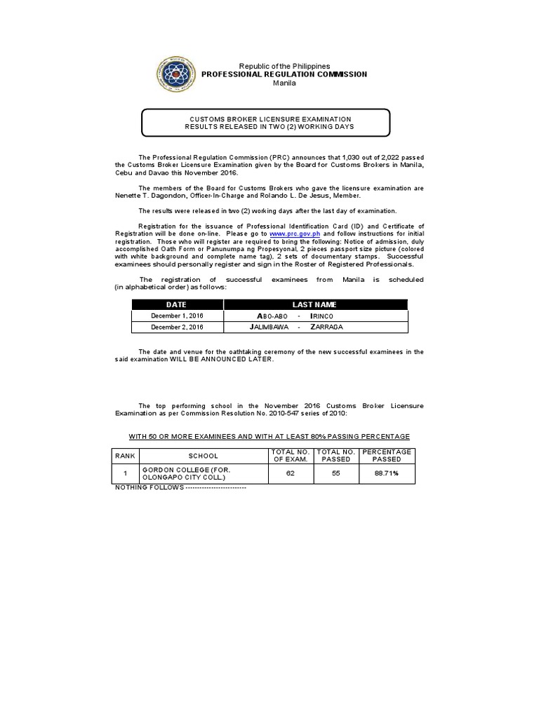 Full Text Customs Broker Board Exam | PDF | Licensure | Philippines