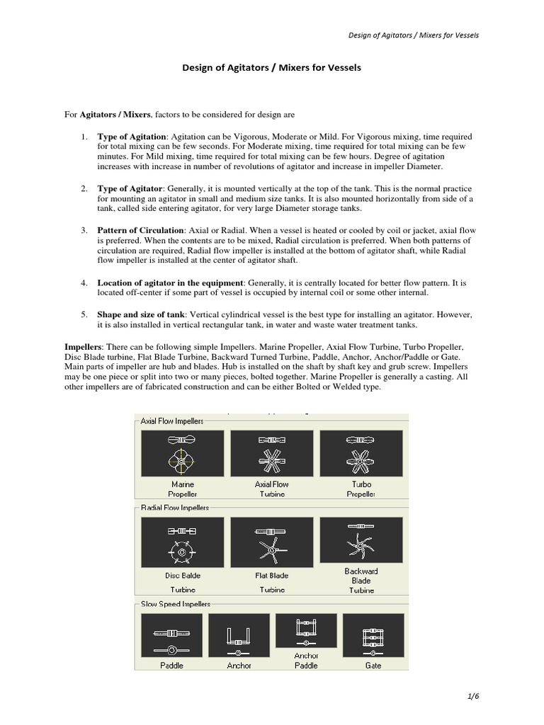 Agitator Design Factors | PDF | Reynolds Number | Bearing (Mechanical)