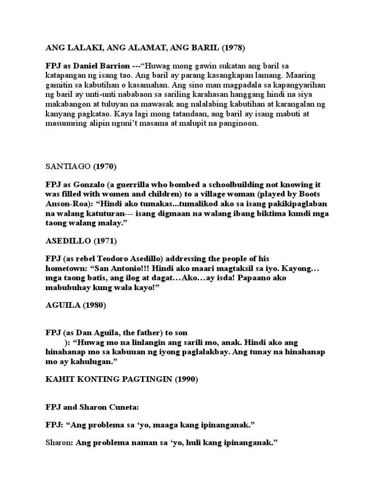 Famous Lines of FPJ | PDF