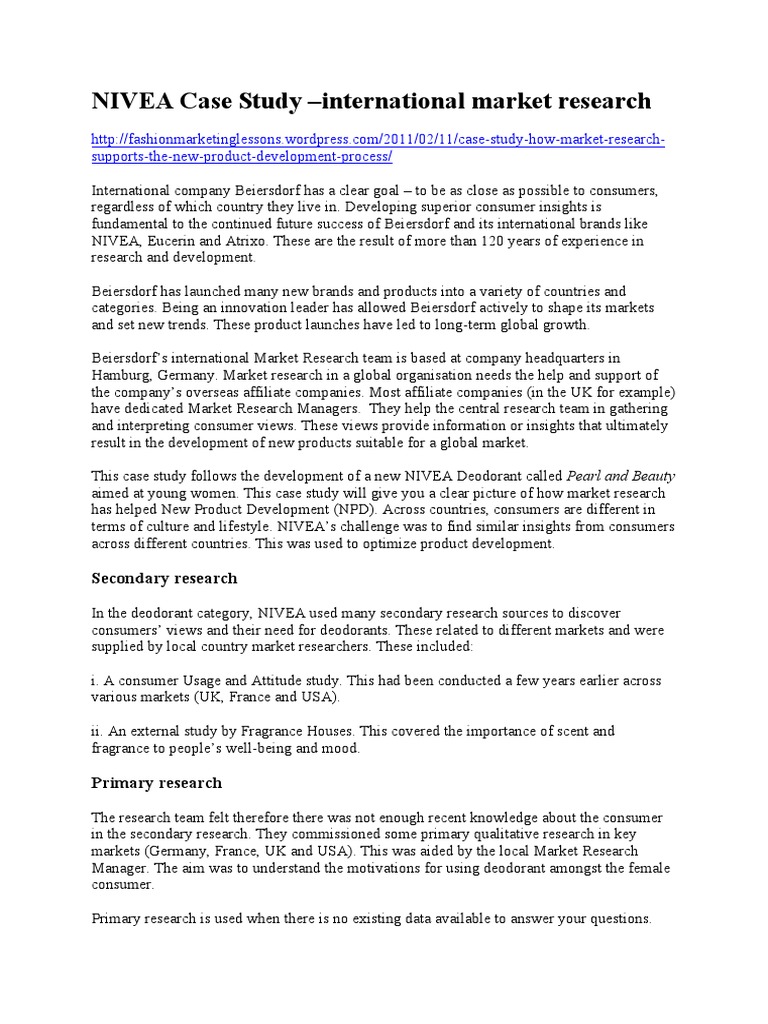 Nivea Case Study Int - MKT Research | PDF | Brand | Advertising
