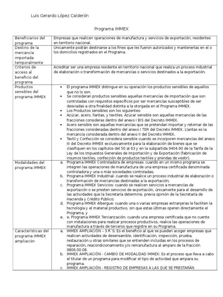 Programa IMMEX | Descargar gratis PDF | Exportaciones | Industrias