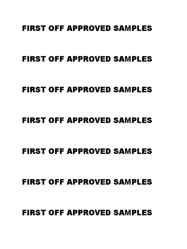 First Off Approved Samples | PDF