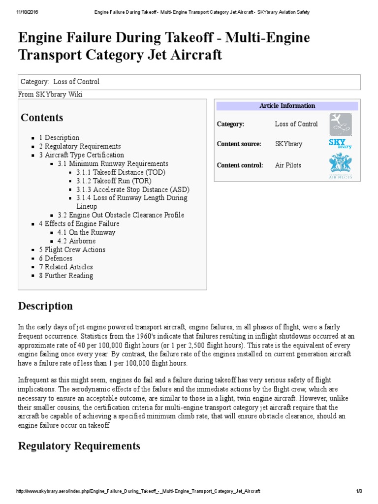 Engine Failure During Takeoff - Multi-Engine Transport Category Jet ...