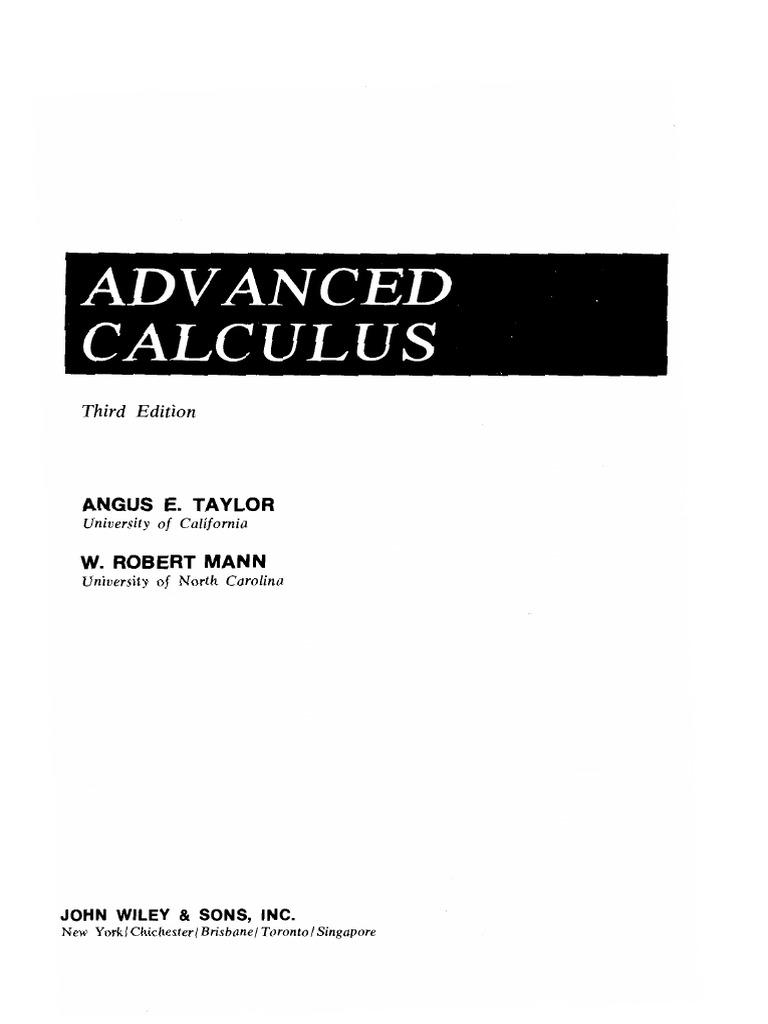 Advanced Calculus Taylor PDF | PDF