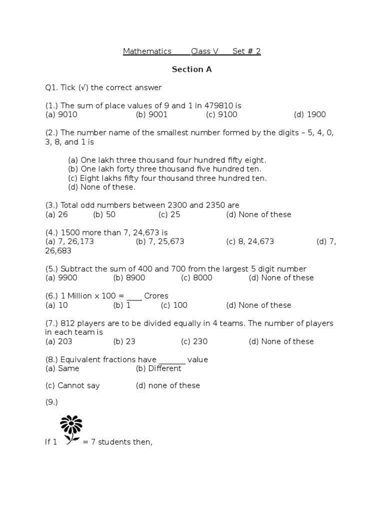 SA1 Maths Set2 | PDF