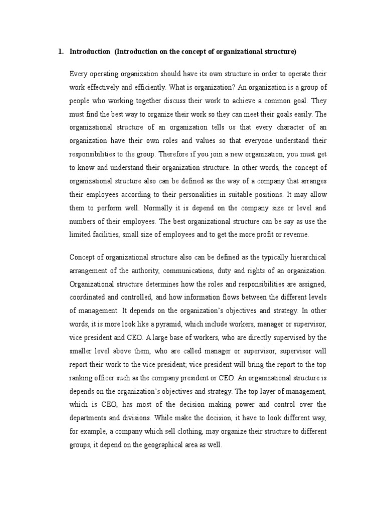 Introduction (Introduction On The Concept of Organizational Structure ...