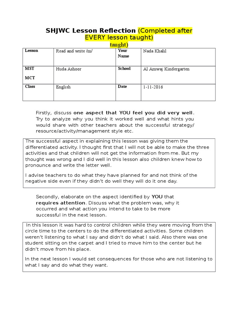 Reflection English 3 | PDF