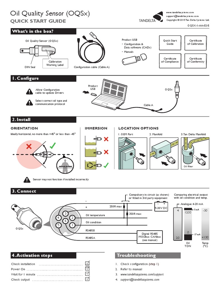 Oil Quality Sensor OQSx Quick Start Guide v1.2 | PDF | Technology ...