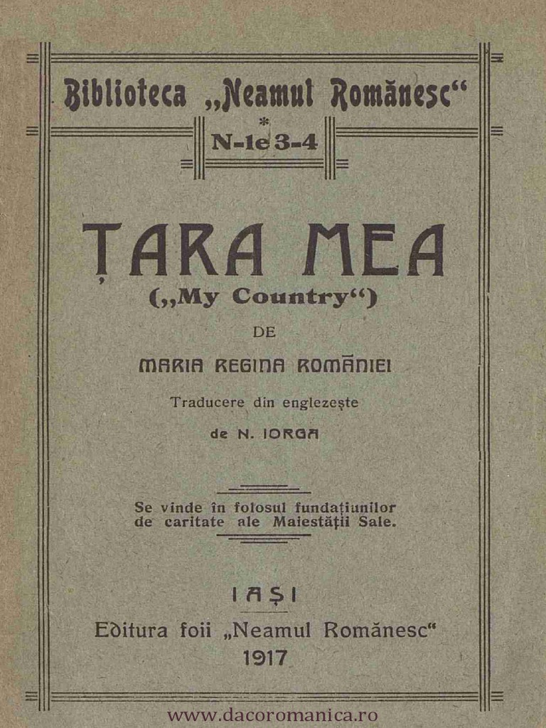 Maria Regina Romaniei - Tara Mea - Trad. de N.Iorga PDF | PDF