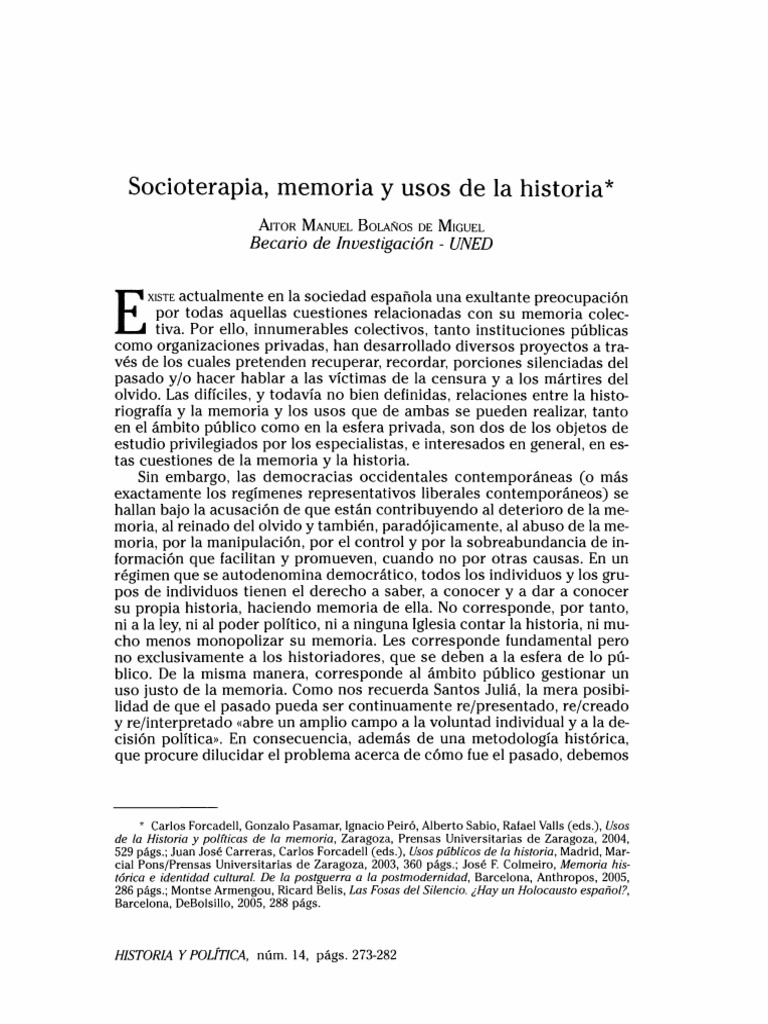 Aitor Manuel Bolaños de Miguel Hyp14 | PDF | Historiografía | Trauma ...