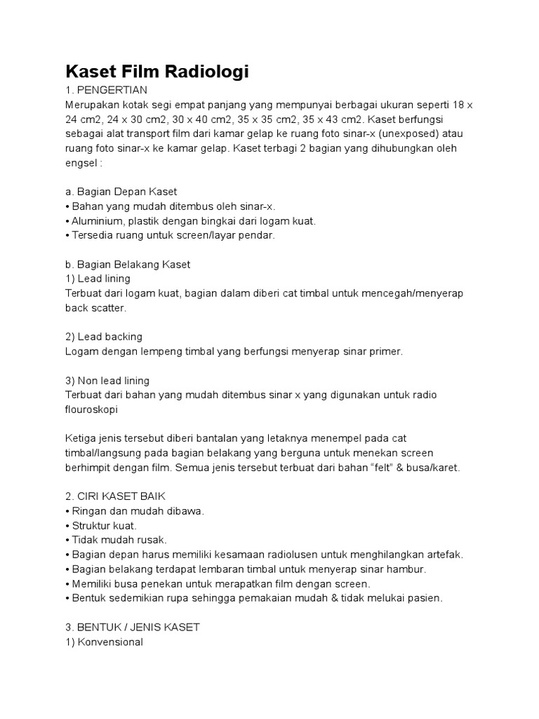 Kaset Film Radiologi | PDF