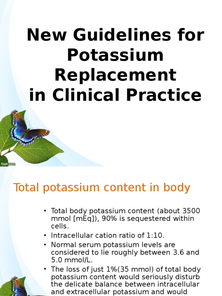New Guidelines For Potassium Replacement | PDF | Potassium | Diet ...