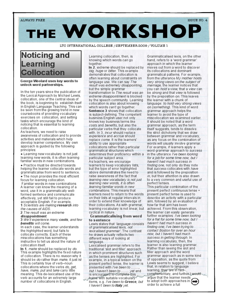 Collocations Chunks and The Corpus A More Lexical Approach | PDF ...