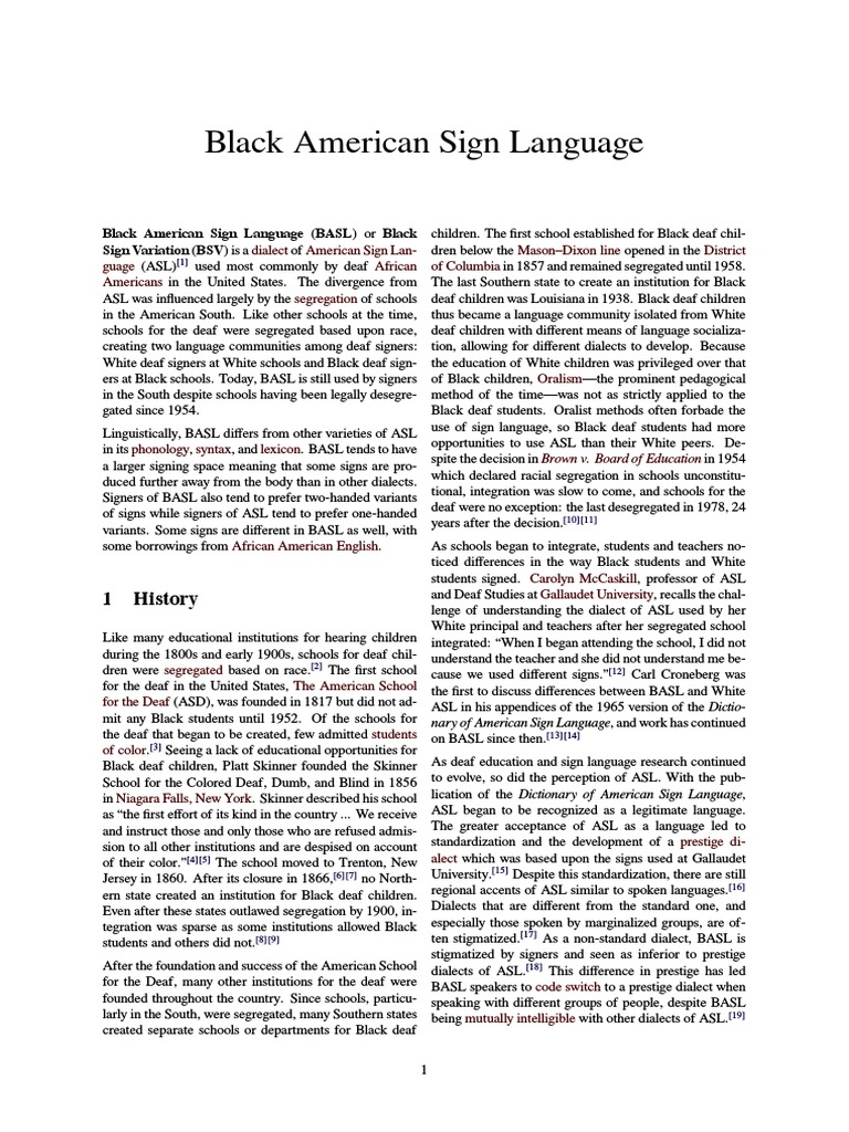 Black American Sign Language Dialect (BASL | PDF | Communication ...