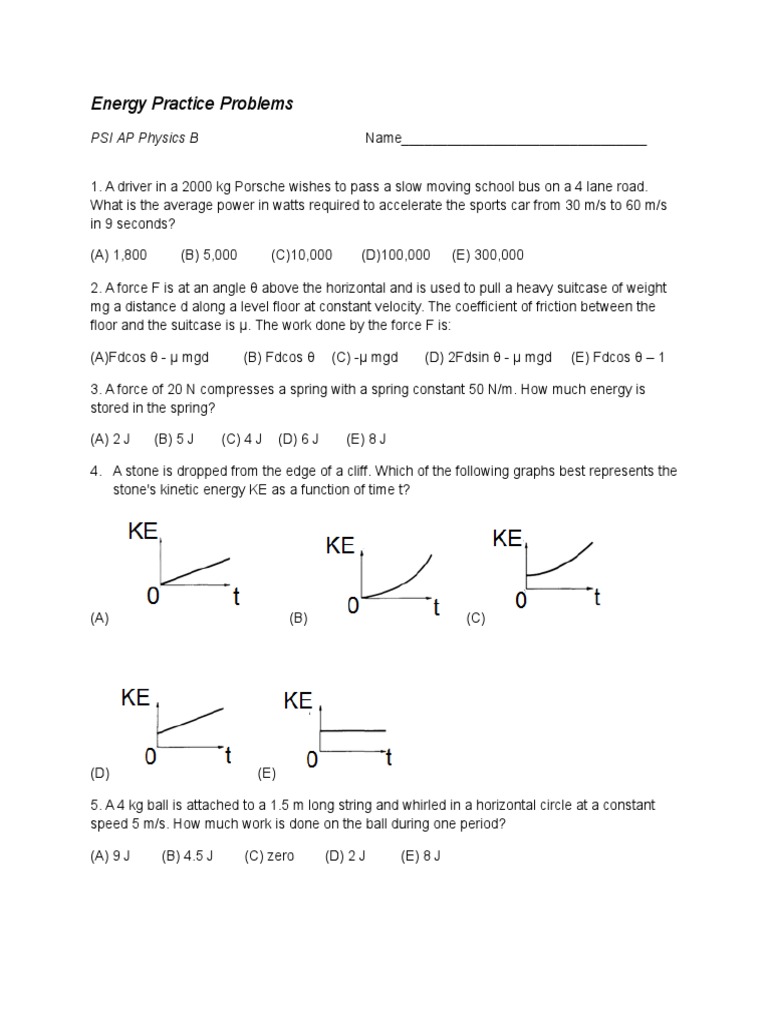 Work and Energy Practice Problems 2011 10 12 | PDF | Friction | Force