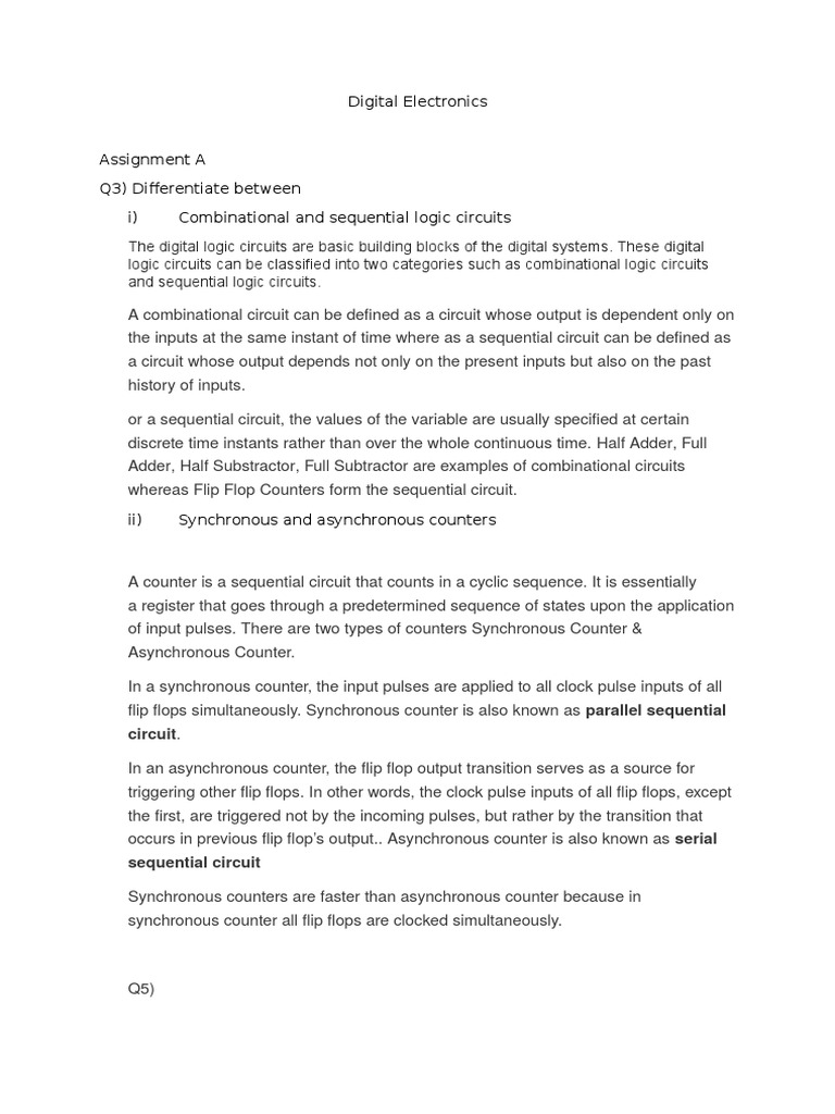 Digital Electronics Assignment | PDF | Analog To Digital Converter ...
