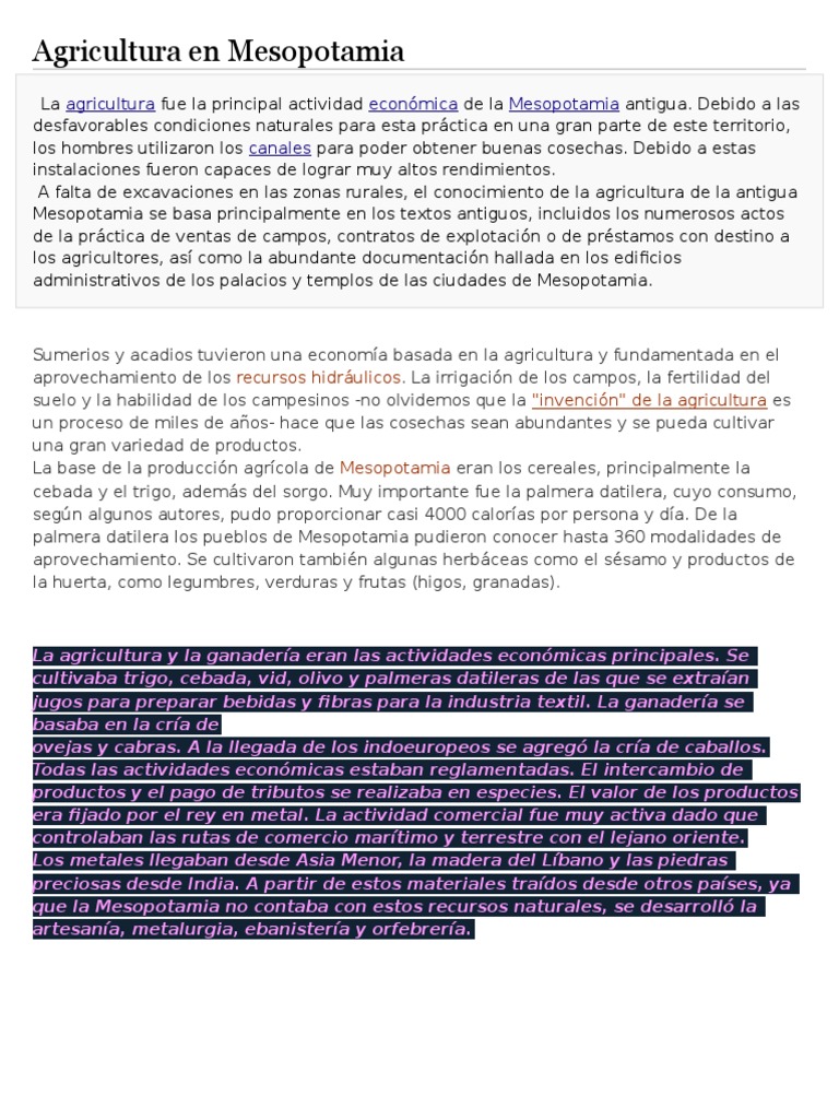 Agricultura en Mesopotamia | Mesopotamia | Agricultura