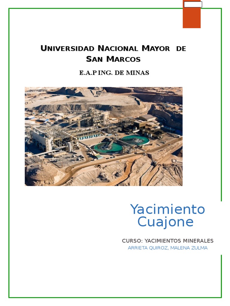 Trabajo Cuajone | PDF | Minerales | Molibdeno