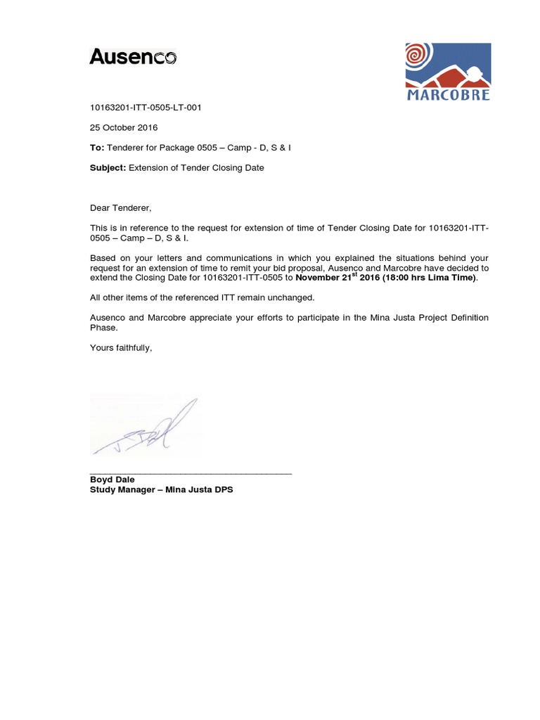 10163201-ITT-0505-LT-001 - Extension of Tender Closing Date | PDF ...