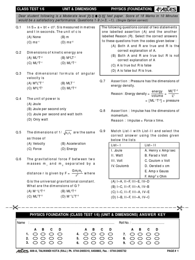 Dimensional Formula PDF | PDF | Volt | Force