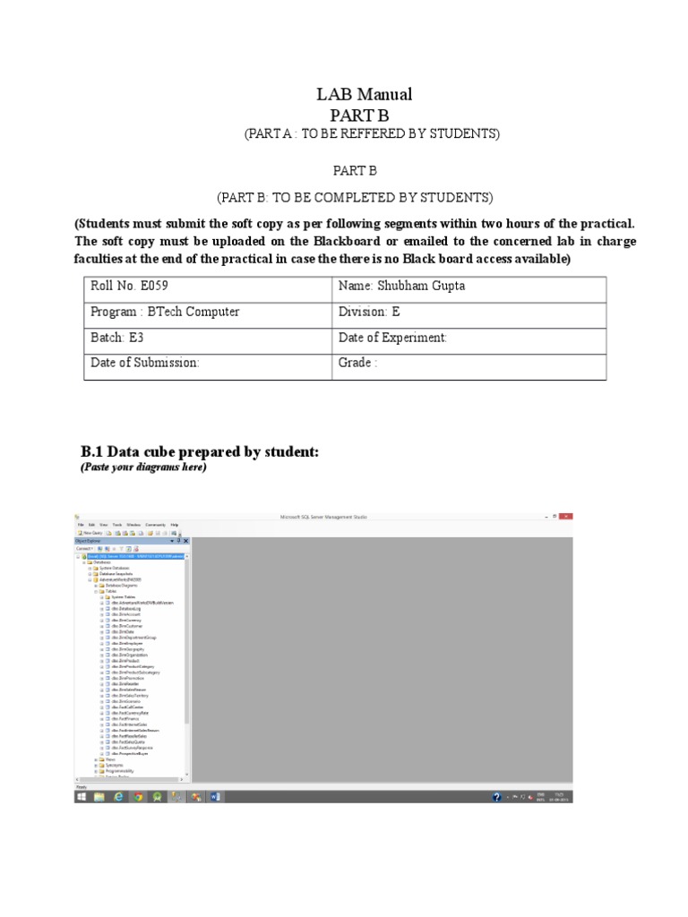 BTech Lab Manual: Data Cubes & OLAP | PDF