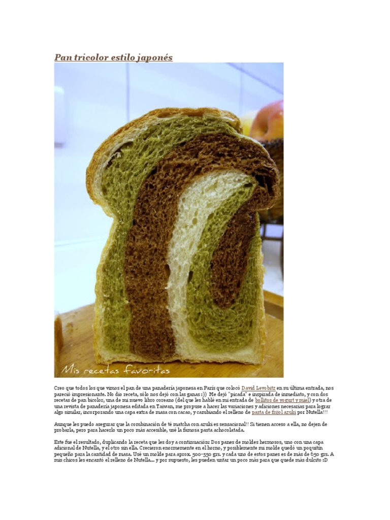 Pan Tricolor Estilo Japonés | PDF | Panes | Crema