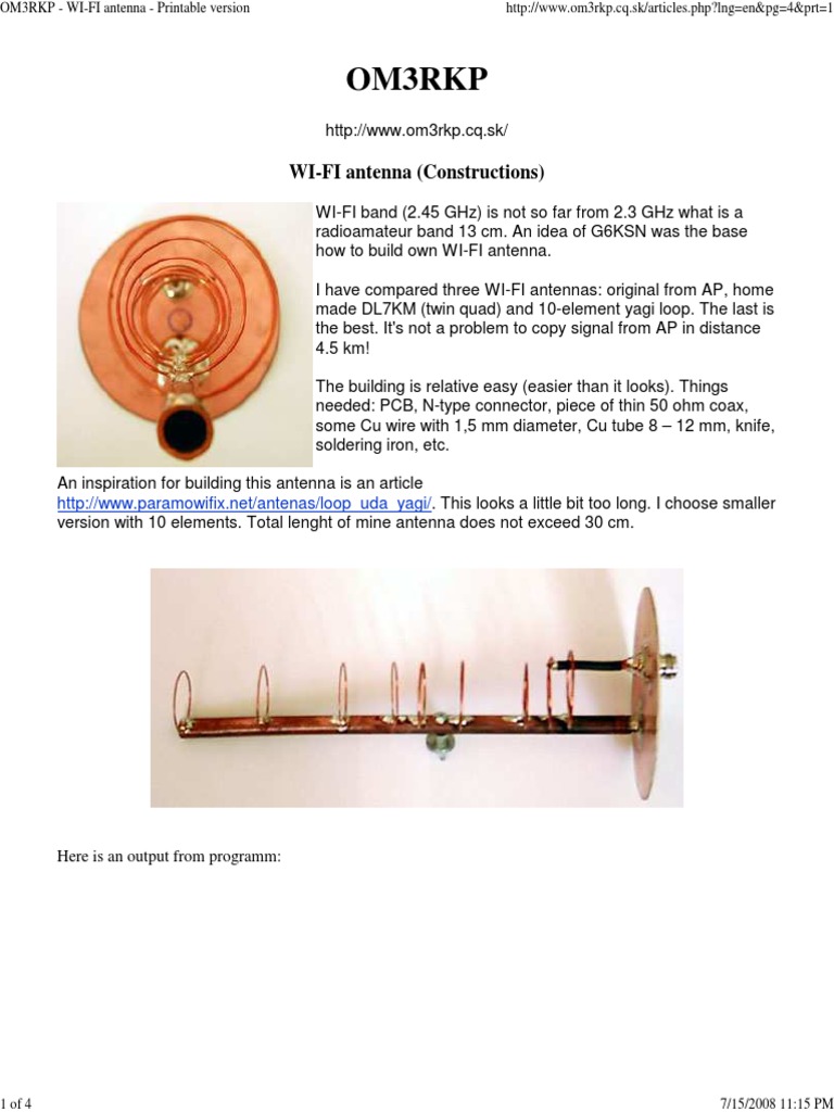 WI-FI Antenna - Loop Yagi Antenna PDF | PDF