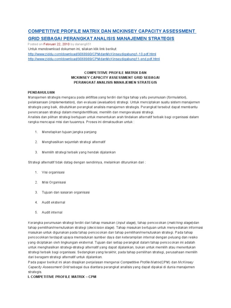 Competitive Profile Matrix | PDF