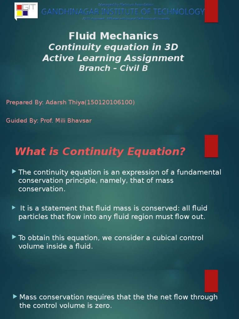 Continuity Equation | PDF