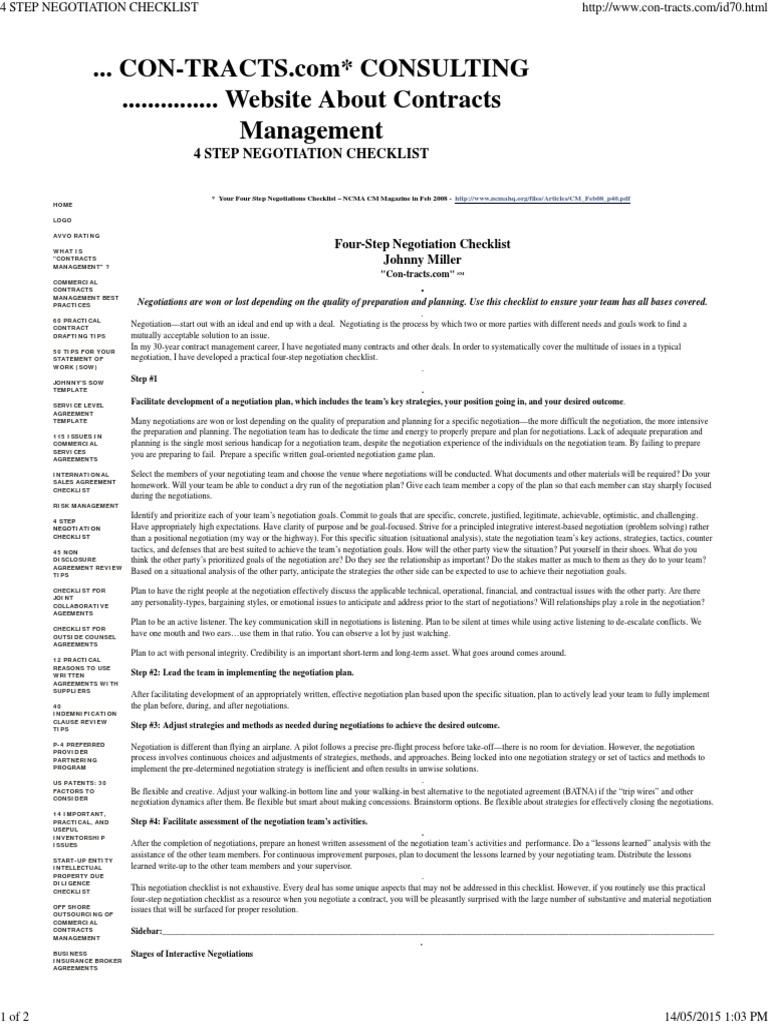4 Step Negotiation Checklist | PDF | Negotiation | Business (General)