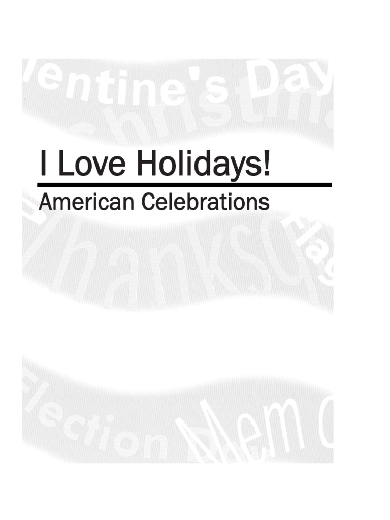 I Love Holidays American Celebrations Contents and Sample Unit | PDF ...