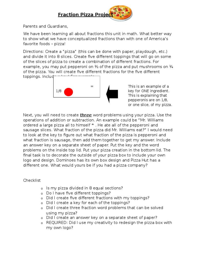 Fraction Pizza Project | PDF | Pizza | Cognition