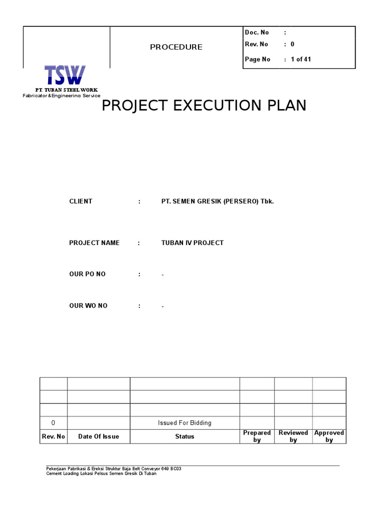 Project Execution Plan Procedure Coal Bin | PDF